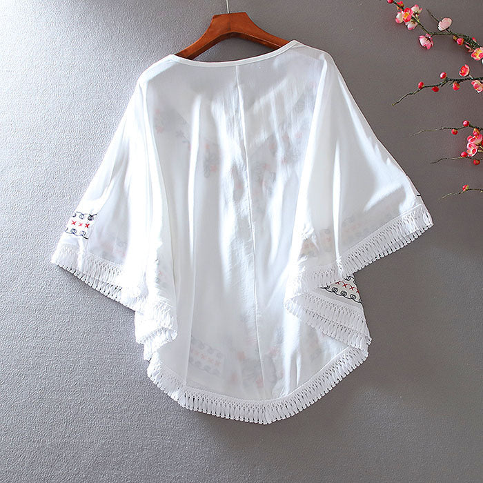 Trendy White long top-tunics with embroidery work for women – Theclothiq