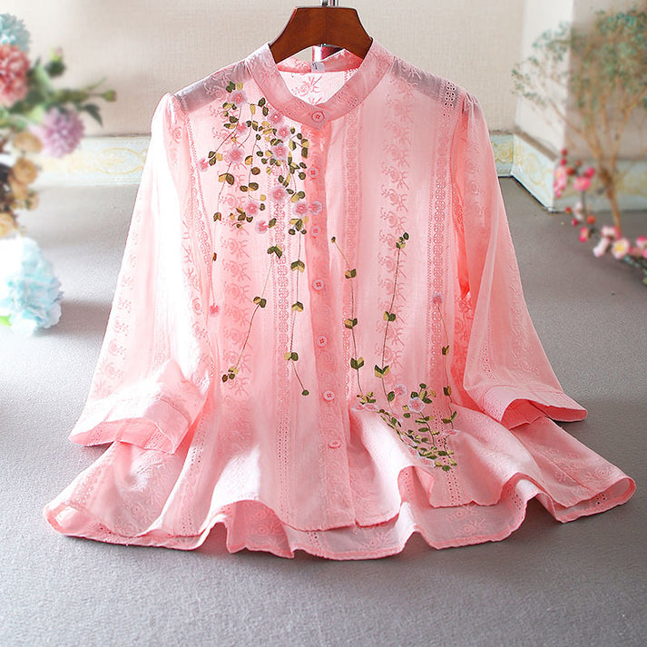 Floral Fantasy Peach Tunic with Intricate Detailing – Theclothiq